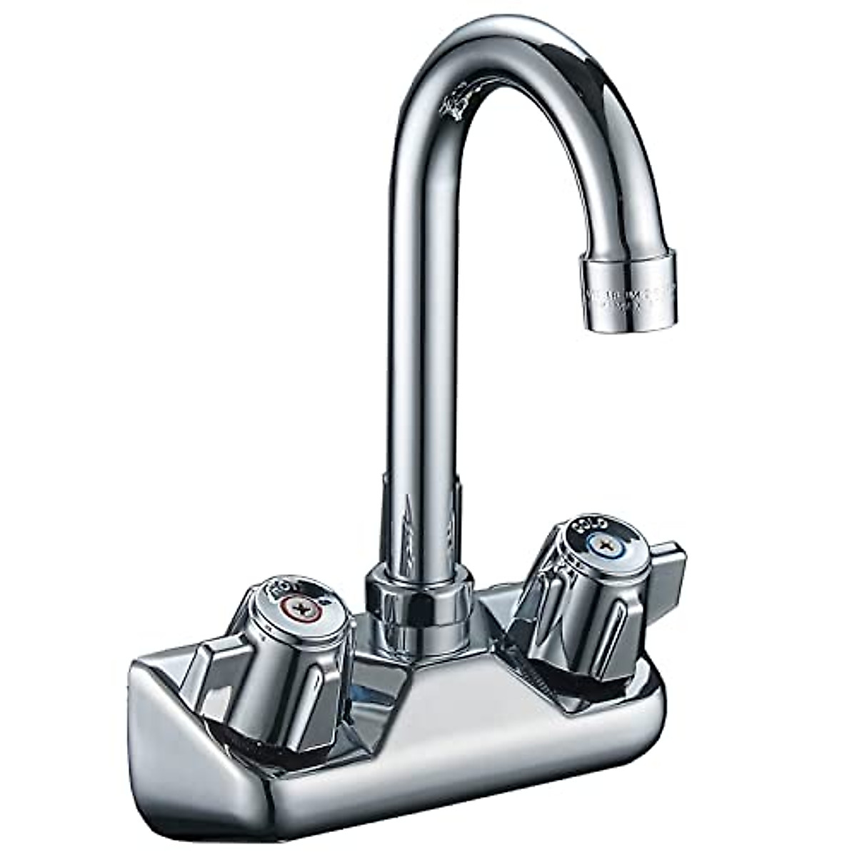 Evolvegoods Commercial Kitchen Faucet Wall Mount Kitchen Sink Faucet Utility Laundry Centerset Swivel High-Arc Spout 2 Handle Restaurant Chrome Mixer Tap NSF