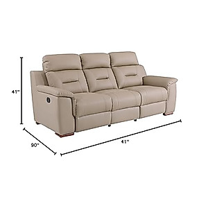 Blackjack Furniture Walker Leather Match Upholstered Reclining Living Room Sofa, Beige