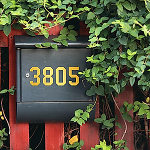 TaoBary 8 Sheets Mailbox Numbers Stickers Waterproof Vinyl Number Stickers Anti Fading Sticker Numbers Self Adhesive Number Decals Pre Spaced Number Signs for Car Home Residence(3 Inch,Gold)