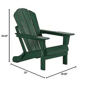 WO Home Furniture Set of 4 Pcs HDPE Adirondack Chairs Lounger Outdoor Folding Seat for Fire Pit, Beach, Balcony, Backyard, Lawn, Patio, Pool, Deck, Garden - Weather UV Resistant (Dark Green)