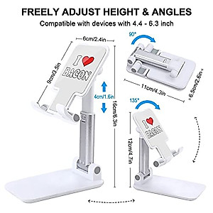 I Love Bacon Cell Phone Stand Foldable Tablet Holder Adjustable Cradle Desktop Accessories for Desk