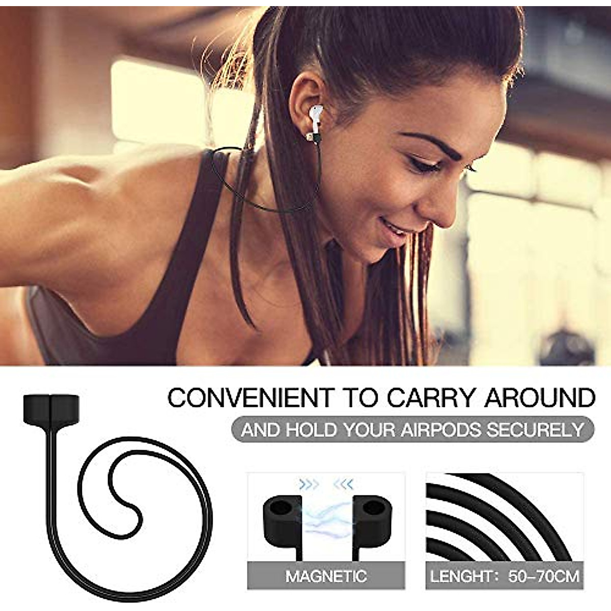 ZOSTLAND Wireless Earphone Case,Rabbit Fur Ball Wool Charm Keychain Thick Soft Portable Ring Silicone Shockproof Protective Cover Box Compatible with Apple AirPods 2&1 Charge Station (Black)