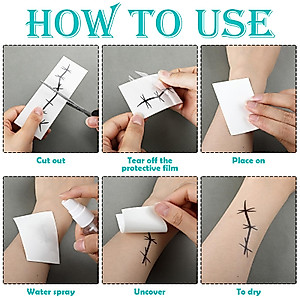 Retisee Costume Accessories Include 20 Sheet Realistic Fake Scars Temporary Tattoos with Solid Colored Opaque Footed Tights Horror Cosplay Accessories for Adults Kids