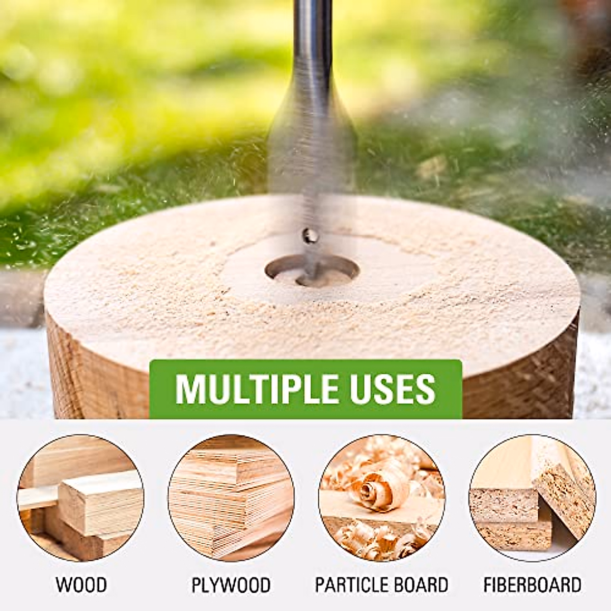 Greenworks 11 Pcs Wood Drilling Set for Woodworking, Plywood, Particle board, Fiberboard (Including Hex Shank Spade Bits & Brad Point Drill Bits)