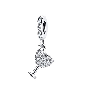 NanMuc Pave Cocktail Wine Glass Cup Charms Bead for Pandora Bracelets Women Mom Wife Sister