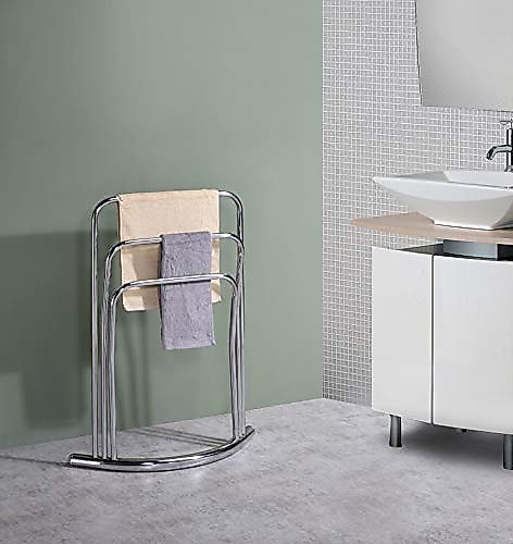 King's Brand Furniture-Kenneth Metal 3 Tier Freestanding Bathroom Towel Rack Stand, Chrome
