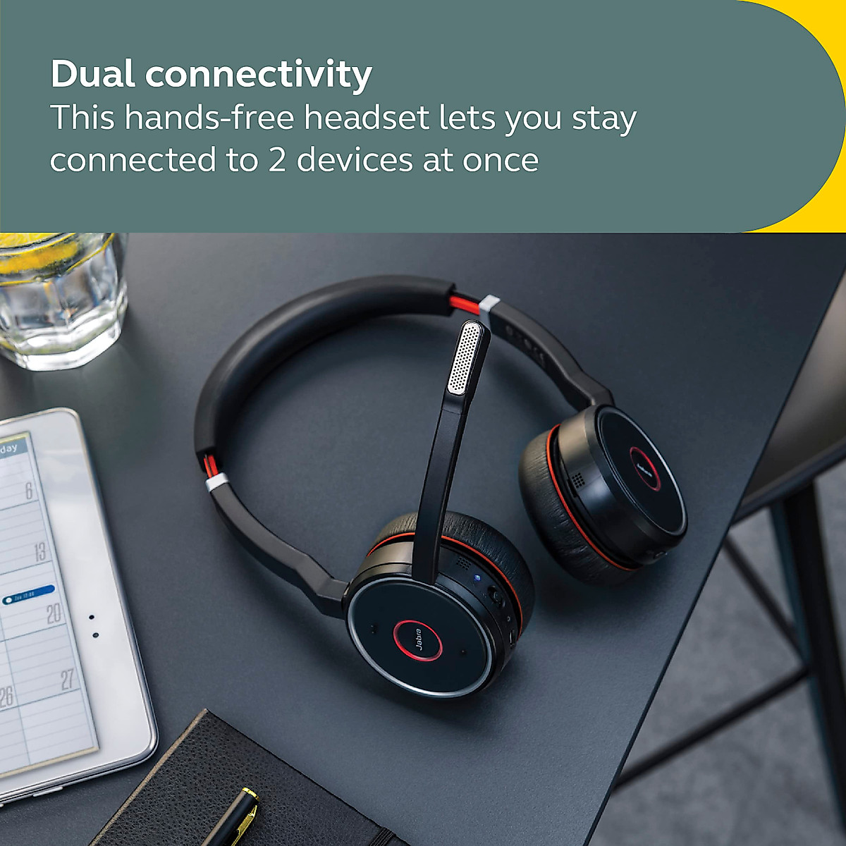 Jabra Evolve 75 SE Stereo Wireless Headset - Bluetooth Headset with Noise-Cancelling Mic, Active Noise Cancellation and Charging Stand - MS Teams Certified, Works with All Other Platforms - Black