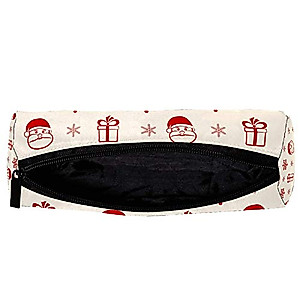 Red Christmas Santa Gift and Snowflake Pencil Bag Pen Case Stationary Case Pencil Pouch Desk Organizer Makeup Cosmetic Bag for School Office