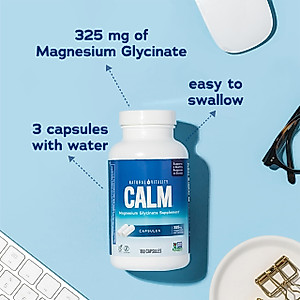 Natural Vitality Calm, Magnesium Glycinate Supports Bone, Muscle, Heart, & Nerve Health, Non-GMO, Vegan, Gluten Free 180ct