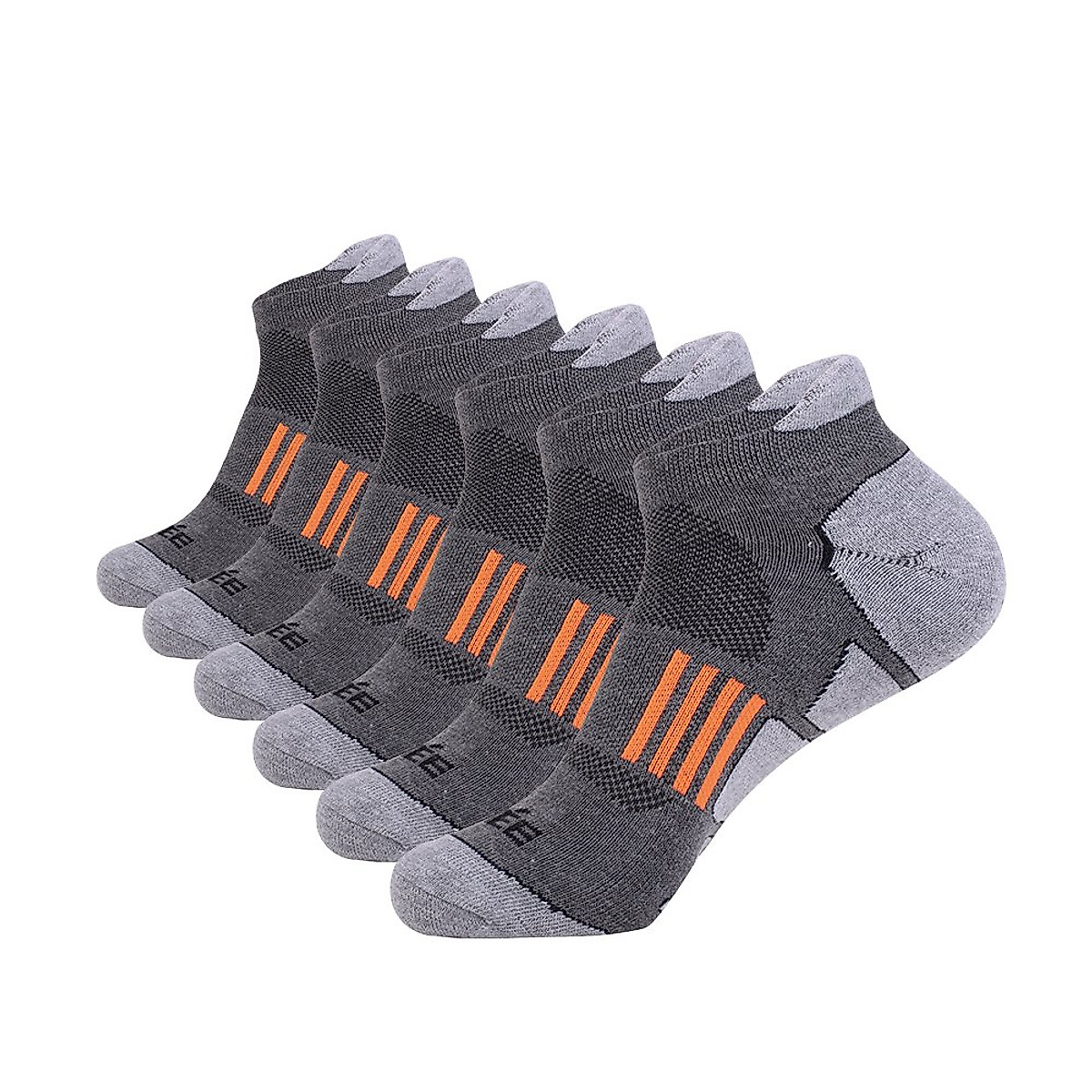 JOYNÉE Men's 6 Pack Athletic No Show Performance Comfort Cushioned Low Cut Running Tab Socks,Grey 1,Sock Size:10-13