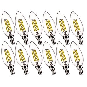FLSNT 60W Equivalent LED Chandelier Light Bulbs, Dimmable LED B11 E12 Candelabra Base Bulbs, 3500K Natural White, 550LM, 12 Pack
