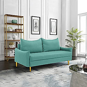 Hdxdkog Loveseat Sofa, 67'' Mid Century Modern Small Love Seat for Small Space, Upholstered 2 Seater Sofa Comfy Couch Furniture for Living Room, Bedroom Apartment (Light Green)