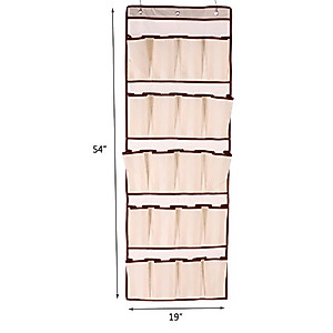 Amelitory Over the Door Shoe Organizer 20 Pockets Hanging Shoe Storage Fabric Beige