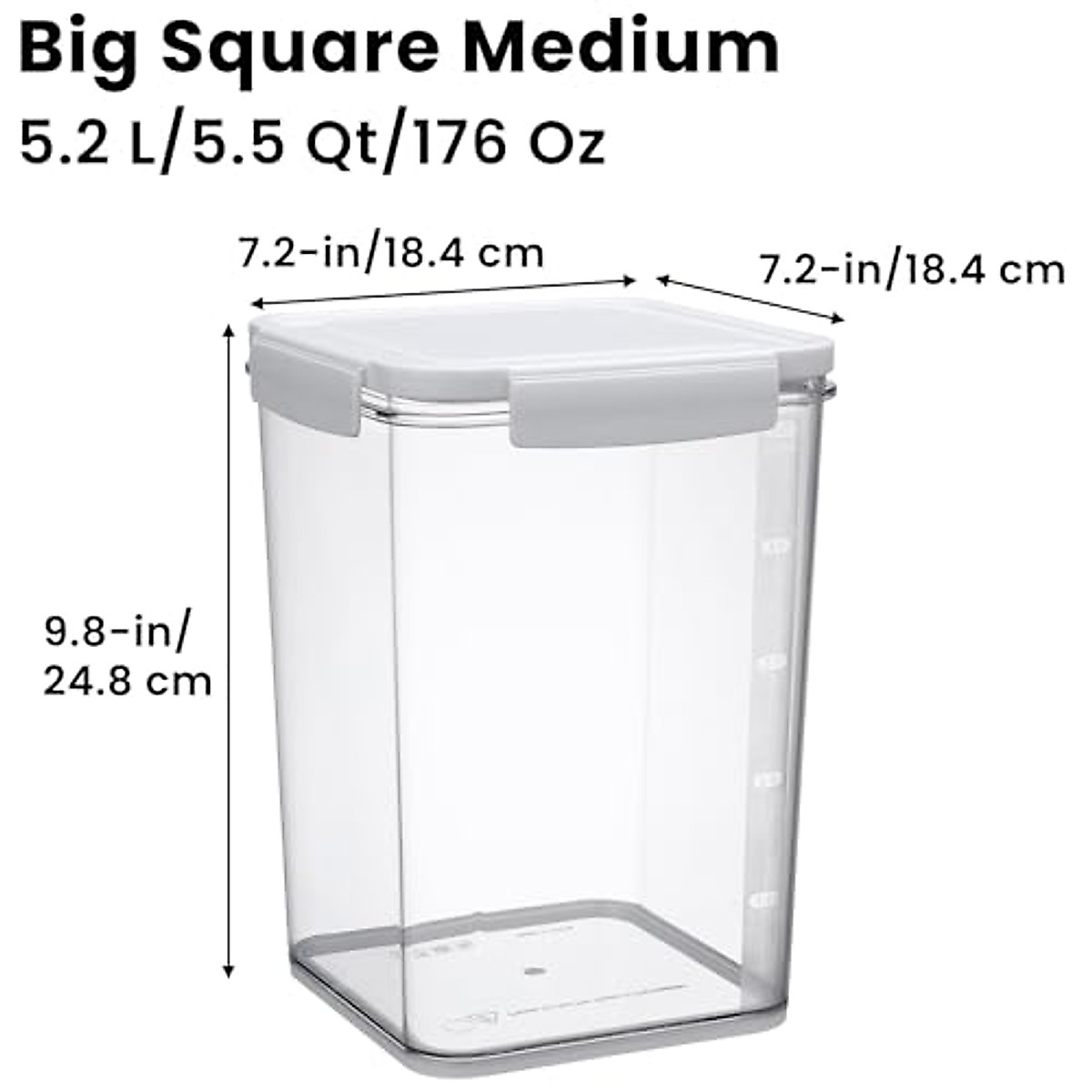 Large Airtight Pet Food Storage Containers with lids 5.2L /176oz,2 Pack Crystal Clear BPA Free Plastic Canisters for Dogs and Cats Storage Bin