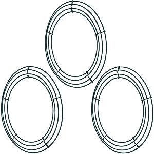 Poolan 3 Pack Dark Green Christmas Wire Wreath Frame 14 Inch Round DIY Craft Decoration Wire Wreath for Christmas Wedding Holidays Valentines Garden Home Party Decorations
