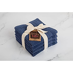 Sticky Toffee Blue Washcloths Set for Bathroom, Oeko-Tex Terry Cotton, Soft and Absorbent Wash Cloths for Your Body, Face Towel for Washing Face, Set of Four, 13 in x 13 in