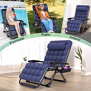 Suteck Patio Reclining Chair, Portable, Foldable, Durable, Adjustable, Comfortable, Blue