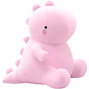 OUKEYI 11.8 inch Cute Dinosaur Plush Toys, Plush Stuffed Animal Dino Hugging Pillow Soft 3D Pom Plush Toy, Birthday Gifts for Kids Girls Boys (pink)