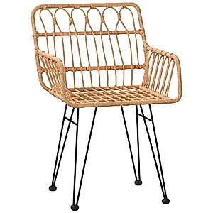 vidaXL 2X Patio Chairs with Armrest Garden Outdoor Lawn Terrace Balcony Backyard Dining Dinner Dinette Chair Seat Seating Furniture PE Rattan