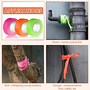 3 Pieces Flagging Tape Plastic Ribbon Multipurpose Neon Marking Tape Neon Flagging Tape 1 Inch Wide Non-Adhesive Tape for Boundaries and Hazardous Areas, Home and Workplace Use (Classic Colors)