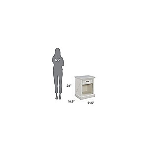 Home Styles Seaside Lodge Nightstand in White Finish, Wide Frame, Plank Top Design with One Drawer and Open Storage, Frame Constructed from Mahogany Wood Solids
