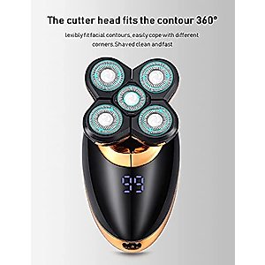 Electric Shavers for Men - 5 in 1 Bald Head Shavers for Men, 5D Floating Cordless USB Rechargeable Rotary Razor Multifunctional Grooming Kit Beard Trimmer Waterproof Wet and Dry with LED Display
