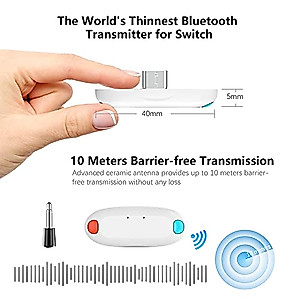 Bluetooth Adapter for Nintendo Switch/Lite, BT 5.0 Wireless Audio Transmitter with Low Latency USB C to A Converter for Bluetooth Headphone Speakers on PS4 PS5 PC Laptop Airpods White (White) (White)