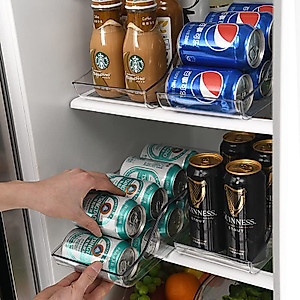 fcaylo 5 PACK Soda Can Organizer - Clear Plastic Storage Dispenser Bin for Refrigerator. Great Drink Holder for Kitchen Cabinets, Countertops, Pantry, Freezer and Fridge