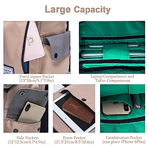 Wind Took leisure backpack for Women College Book Bag Travel Work Daypack Laptop Computer Bag with USB Charging Port Suits 15 Inch Notebook,Light Salmon