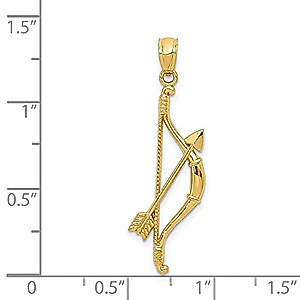 IceCarats 14K Yellow Gold Bow Arrow Necklace Charm Pendant 34mm Only