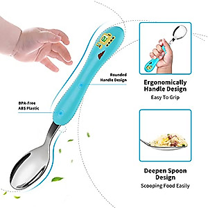 Lehoo Castle Toddler Fork and Spoon, 6pcs Toddler Utensils Kids Silverware, Safety Stainless Steel Toddler Fork Spoon Set, Children Flatware Set, Incudes 3 x Spoons, 3 x Forks (Dinosaur)