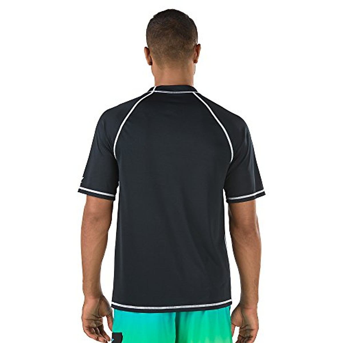 Speedo mens Uv Swim Short Sleeve Loose Fit Easy Tee - Manufacturer Discontinued Rash Guard Shirt, Speedo Black, 3X-Large Big Tall US