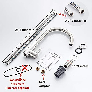 Kohonby Single Handle High Arc Kitchen Faucet Stainless Steel Brushed Nickel,Commercial Single Hole Kitchen Sink Faucet,Modern One Hole Bar Sink Faucet