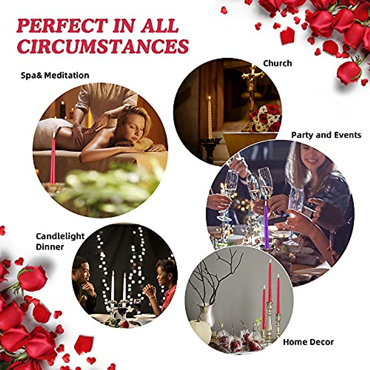 10 Inch Taper Candles, 12 Pack Tall Unscented Dripless Candles with Cotton Wicks Perfect for Dinner, Party, Wedding or Farmhouse Decor, 7-9 Hour Burn Time- 7/8" Base (10 inch/Glossy, White)