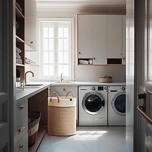 LA JOLIE MUSE Woven Basket Rope Storage Baskets - Tall Cotton Basket, Laundry Basket for Blanket, Kids Toy, Nursery Clothes Hamper Basket-XL