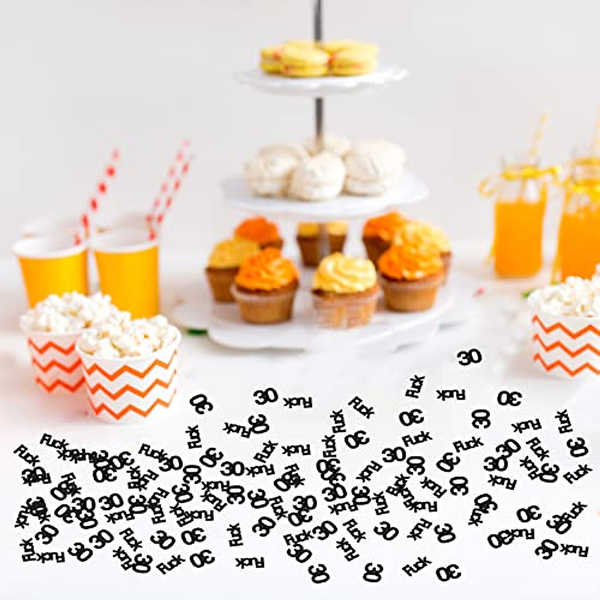 INNORU Fuck 30 Confetti Black Glitter, Happy 30th Birthday Table Confetti, I'm 30 Paper Scatter, Funny 30th Birthday Party Table Decorations Confetti, 120pcs