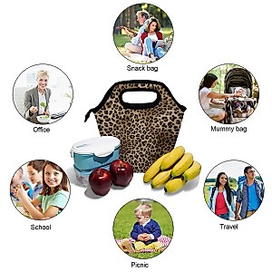 Naanle Leopard Print Insulated Zipper Lunch Bag Cooler Tote Bag for Adult Teen Men Women, Animal Print Lunch Boxes Lunchboxes Meal Prep Handbag