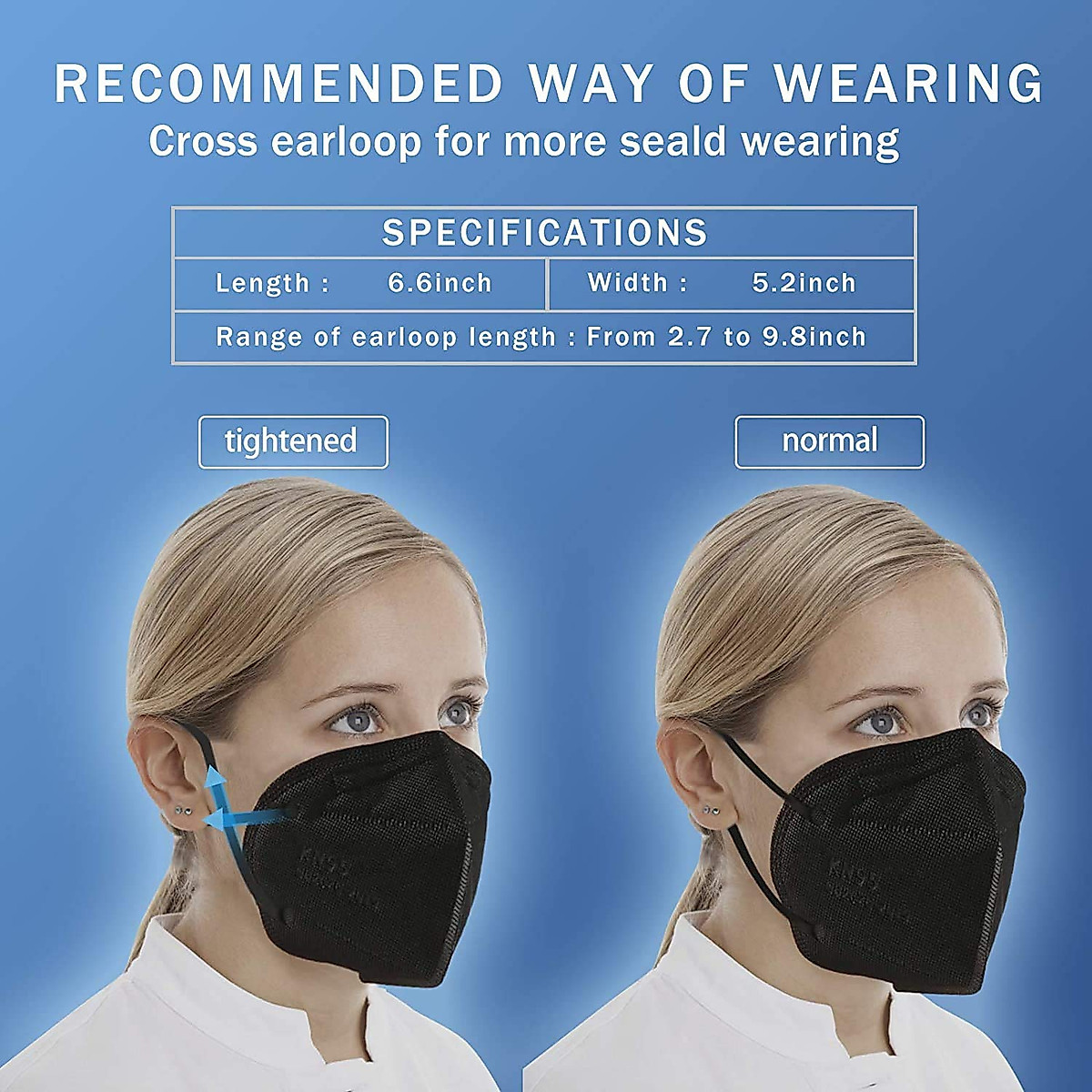 Hotodeal KN95 Face Mask 40 PCs, Black KN95, 5 Layers Cup Dust Mask, for Men, Women, Healthcare/Essential Workers