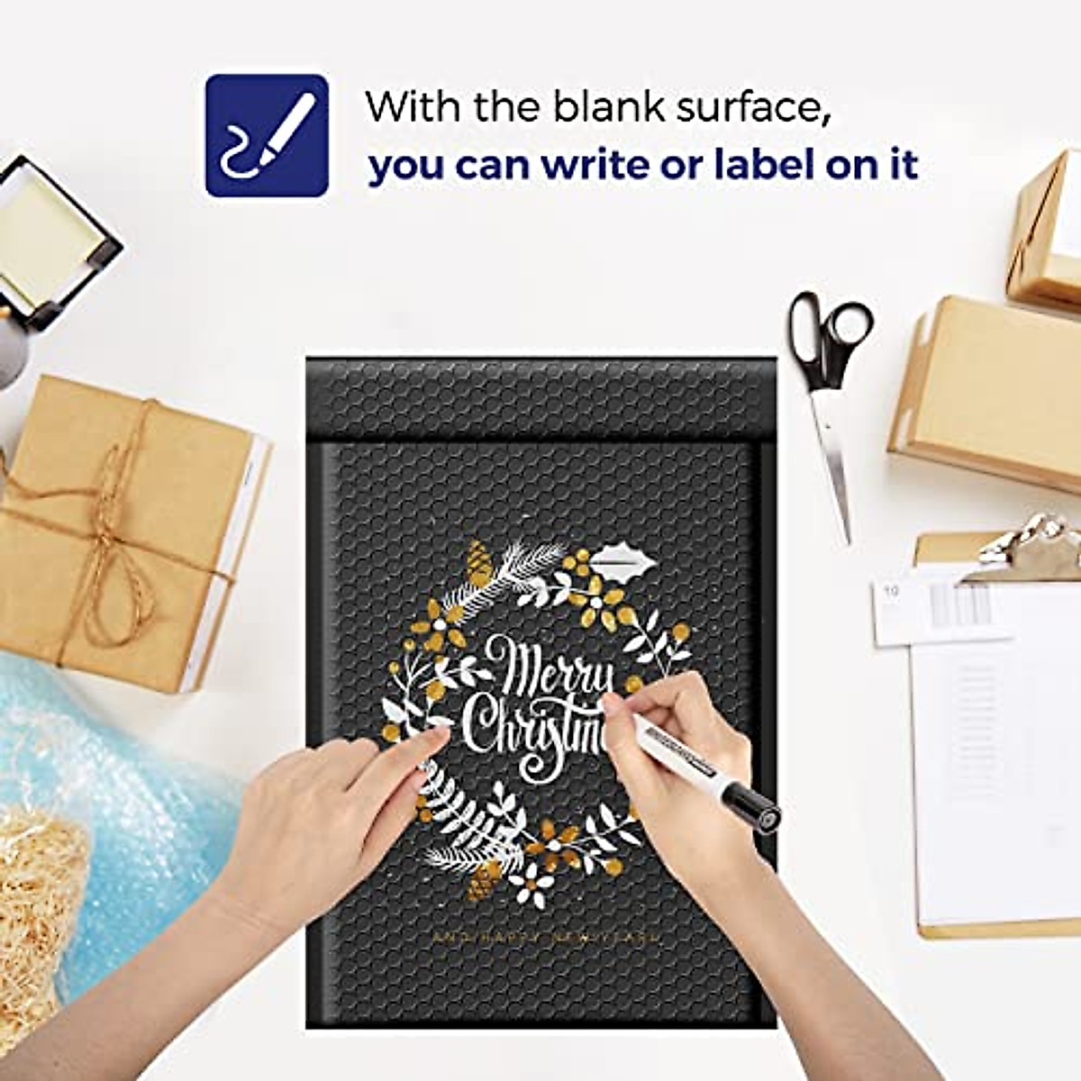 Fuxury 40 Pack Bubble Mailers 10.5x16 Inch, Self Seal Padded Envelopes Waterproof Mailing Envelopes Bubble Padded, Cushioning Padded Mailers, Bubble Bags for Packaging, Small Business Large #5, Black