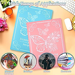 ZYNERY 2 Pack A3 Diamond Painting Storage Book, 60 Pages Art Portfolio Diamond Art Storage Large Art Folder - Suitable for 12x16 inch Diamond Painting (Pink + Blue)