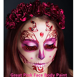 Go Ho Hot Pink Cream-Blendable Face Body Paint Stick,Hot Pink Eye Black Stick,Easy to Color Eye Black Pink Face Paint,Safe Facepaint&Lip Smacking for Halloween Makeup
