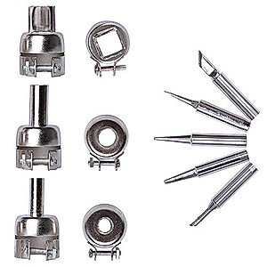 Yescom 2 in 1 Soldering Station Unit Welder Iron Hot Air Gun with 5 Tips and 3 Nozzles Kit 110V