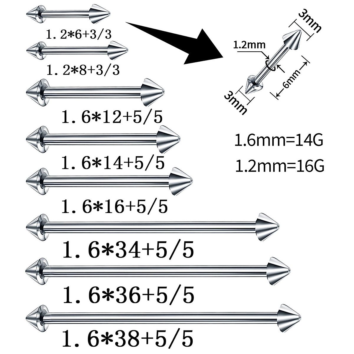 Tustrion 118PCS Piercing Kit for All Body Piercings Stainless Steel Piercing Jewelry 14G 16G Jewelry for Ear Cartilage Tragus Nose Septum Lip Nipple Piercing Tools
