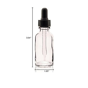 Premium Vials B36-pk12 Boston Round Glass Bottle with Dropper, 1 oz Capacity, Clear (Pack of 12)