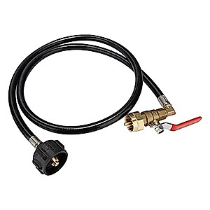 Roastove Propane Refill Adapter Hose 48" with ON/Off Control Valve,350PSI High Pressure Refill Propane Hose, for 1 LB Propane Gas Tank Camping Grill (QCC Type1 Inlet)…