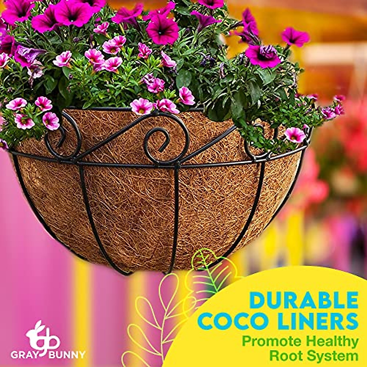Hanging Planters for Outdoor Plants, 4 Pack 14" Metal Hanging Baskets for Plants Outdoor, Large Hanging Flower Pots for Outside with Coco Liners Outdoor Hanging Planter for Porch Hanging Flower Basket