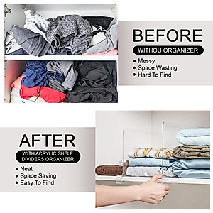 Generic Acrylic Shelf Dividers - 8Pcs Closet Shelf Divider Organizer - Adjustable Separator Clear Dividers for Shelves Wooden, Transparent
