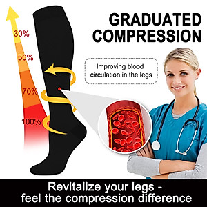 Aoliks Black Compression Socks for Women & Men,Support Knee High Socks for Running Athletic Nurses
