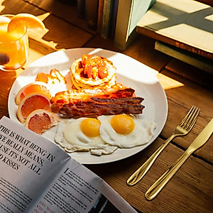 20-Piece Gold Silverware set with Dinner knvies,Gold Flatware Set for 4,Food-Grade Stainless Steel Tableware Cutlery Set,Mirror Polished & Dishwasher Safe