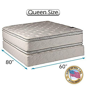 Natural Sleep - (Queen Size) Medium Soft PillowTop Mattress and Box Spring Set, Two-Sided Sleep System with Enhanced Cushion Support-Fully Assembled